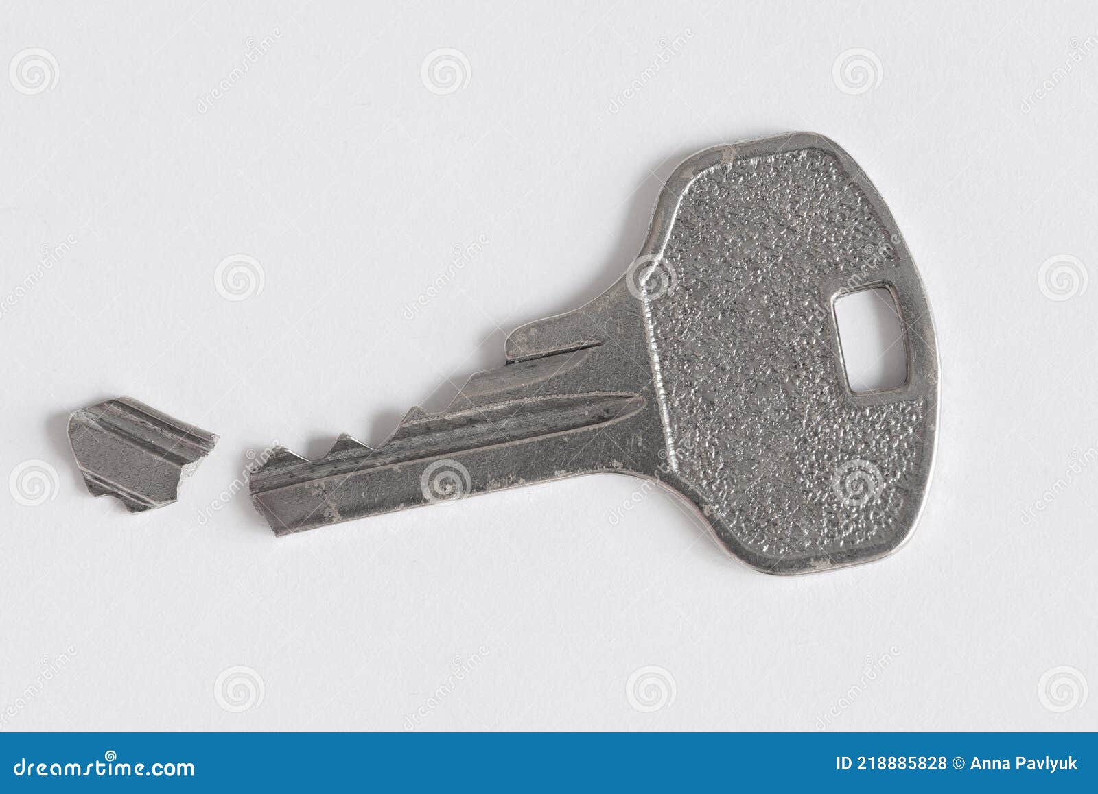 Broken Gray Metal Key on a White Background. Stock Photo - Image of ...