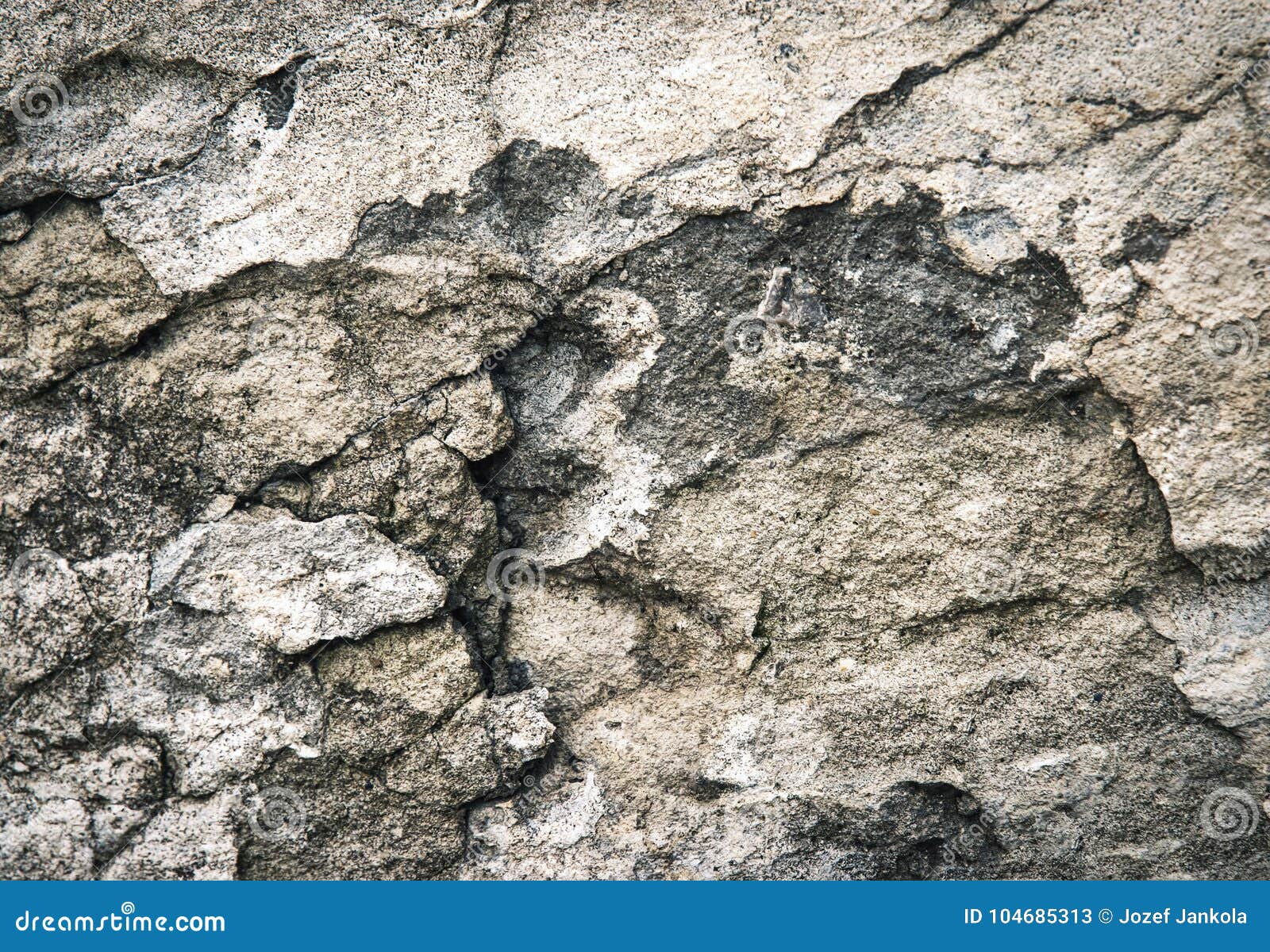 Old Broken Gray Brick Wall Background. Old Gray Damaged Brick Wall ...