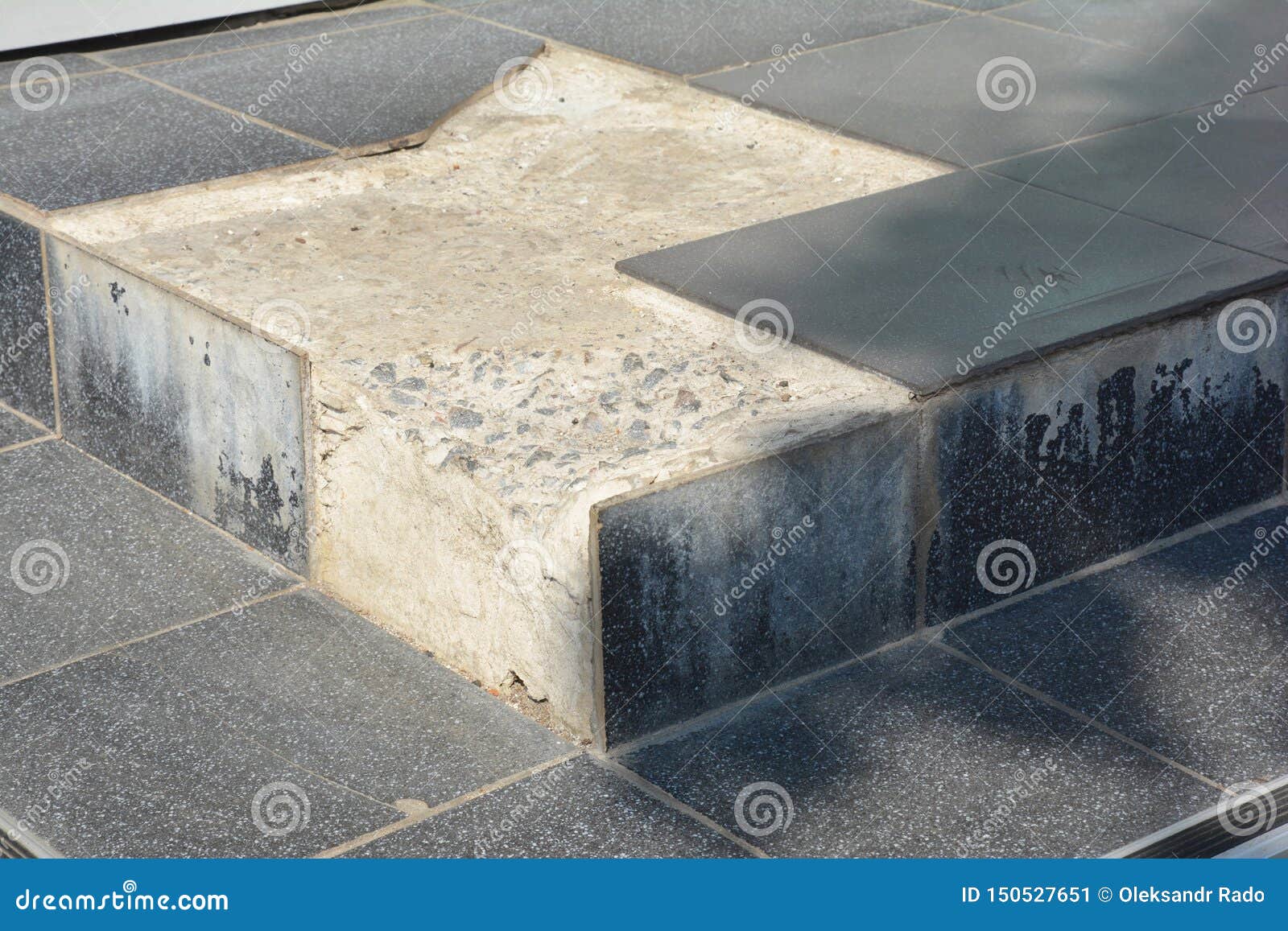 Broken Gray Tiles on House Entance Door Steps Stock Image - Image of ...