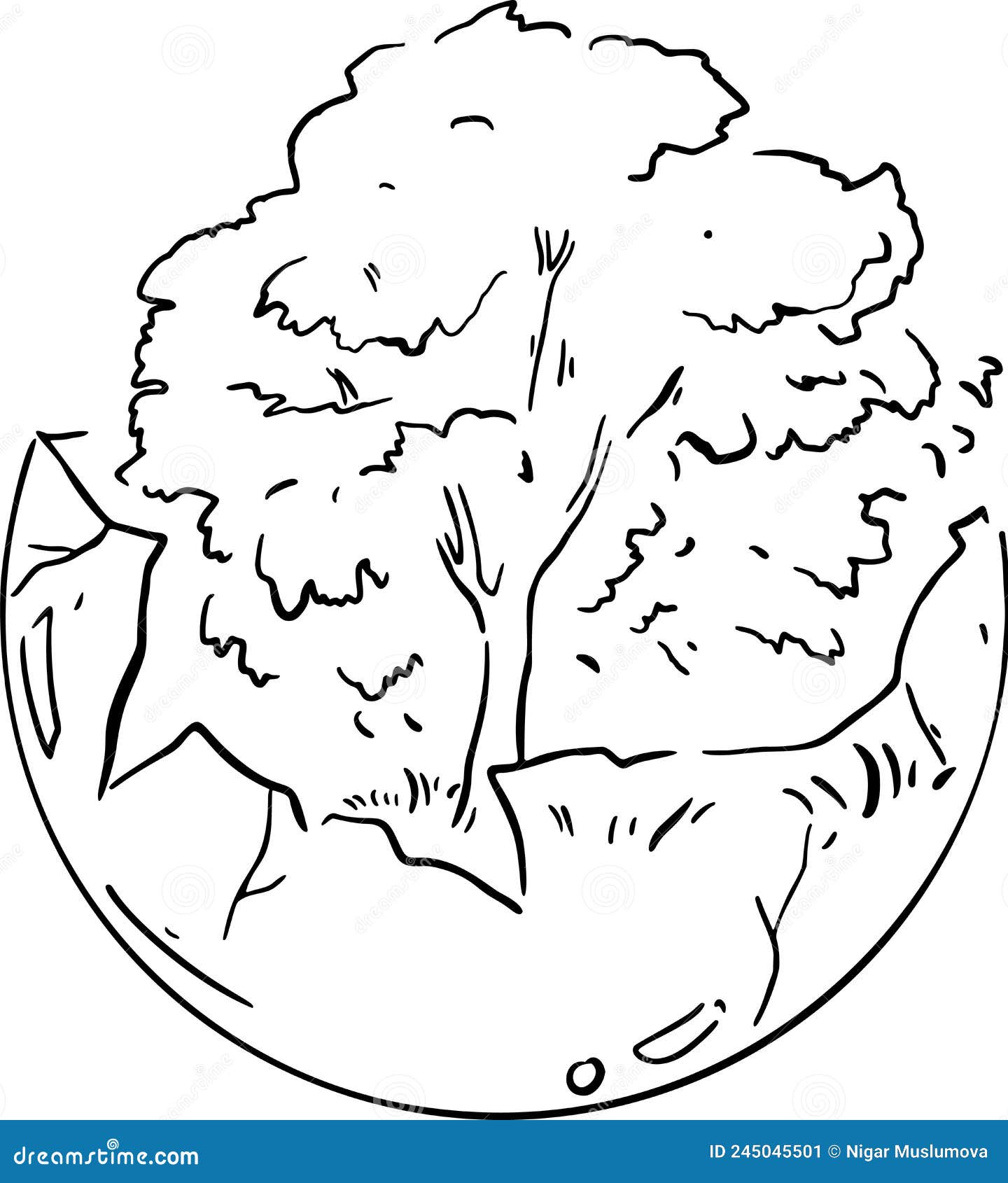 Broken Ground, Tree, Hand Draw Vector Illustration Art Stock Vector ...