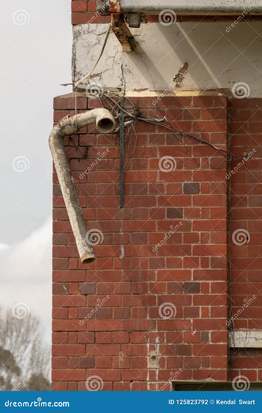 A Broken Gutter stock photo. Image of hanging, brown - 125823792