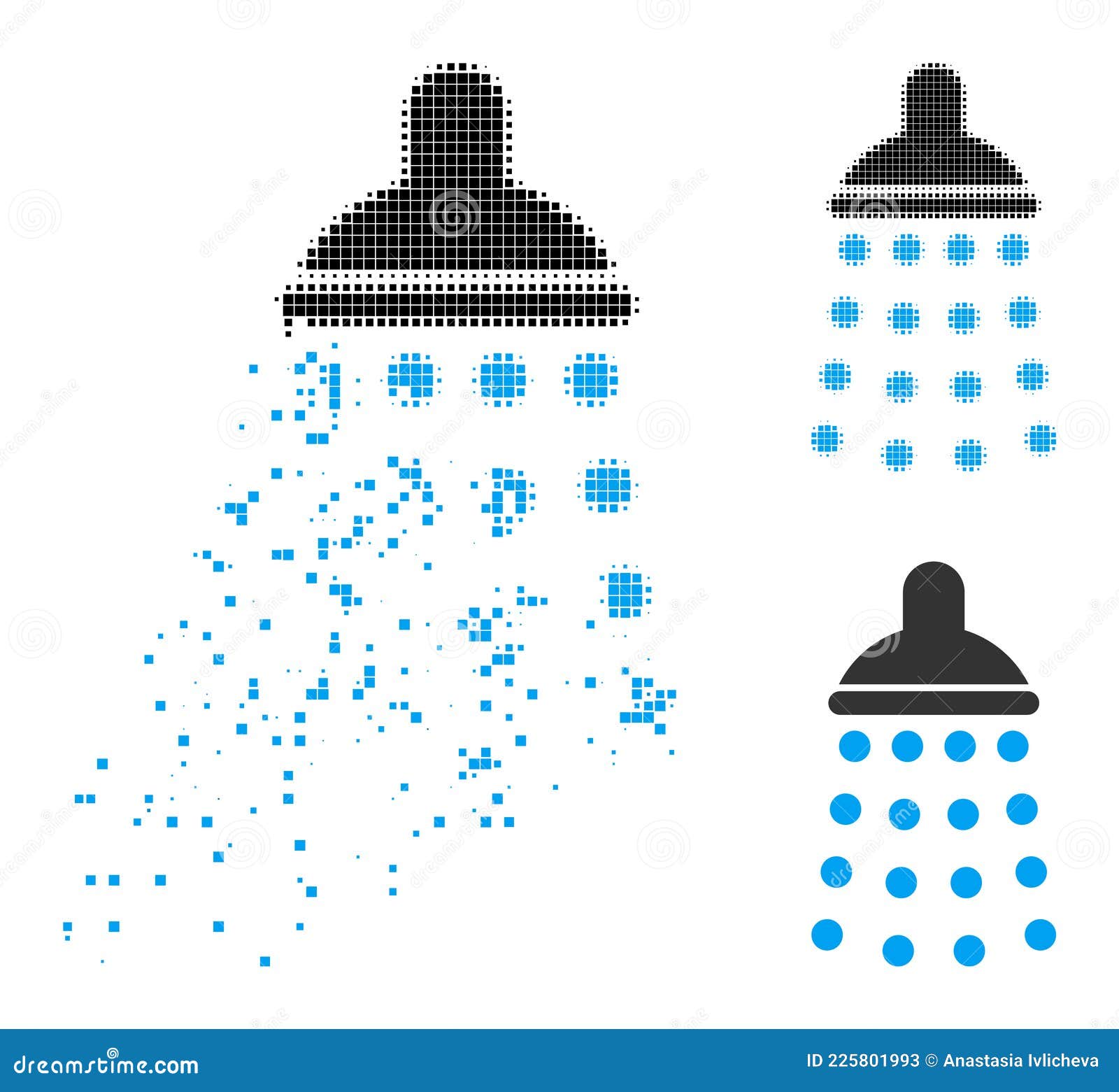 Broken and Halftone Dotted Shower Icon Stock Vector - Illustration of ...