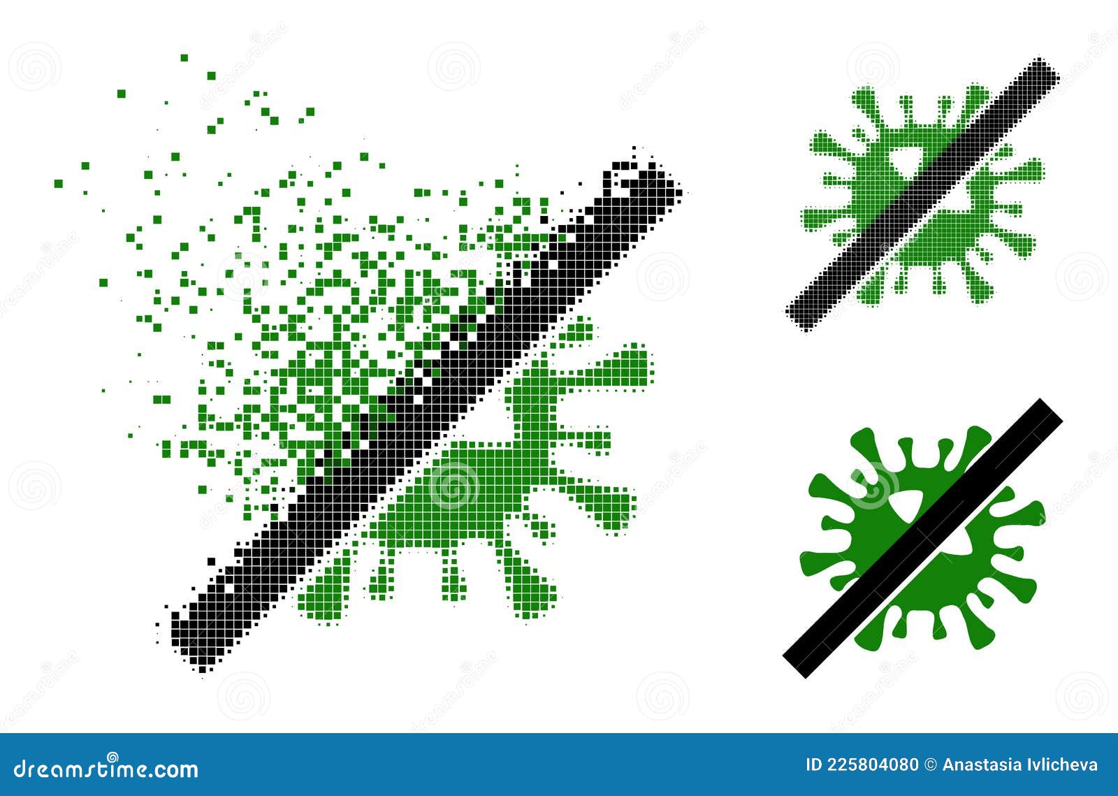 Broken and Halftone Pixelated No SARS Virus Icon Stock Vector ...