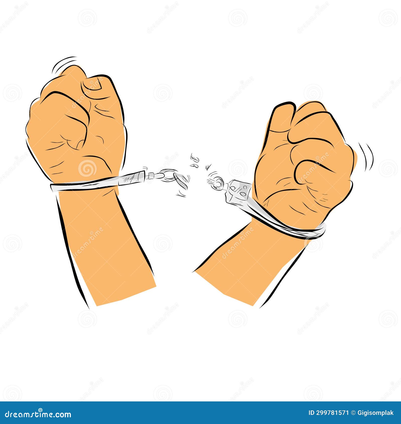 Broken Handcuff, Man Under Arrest, Simple Vector Hand Draw Sketch ...