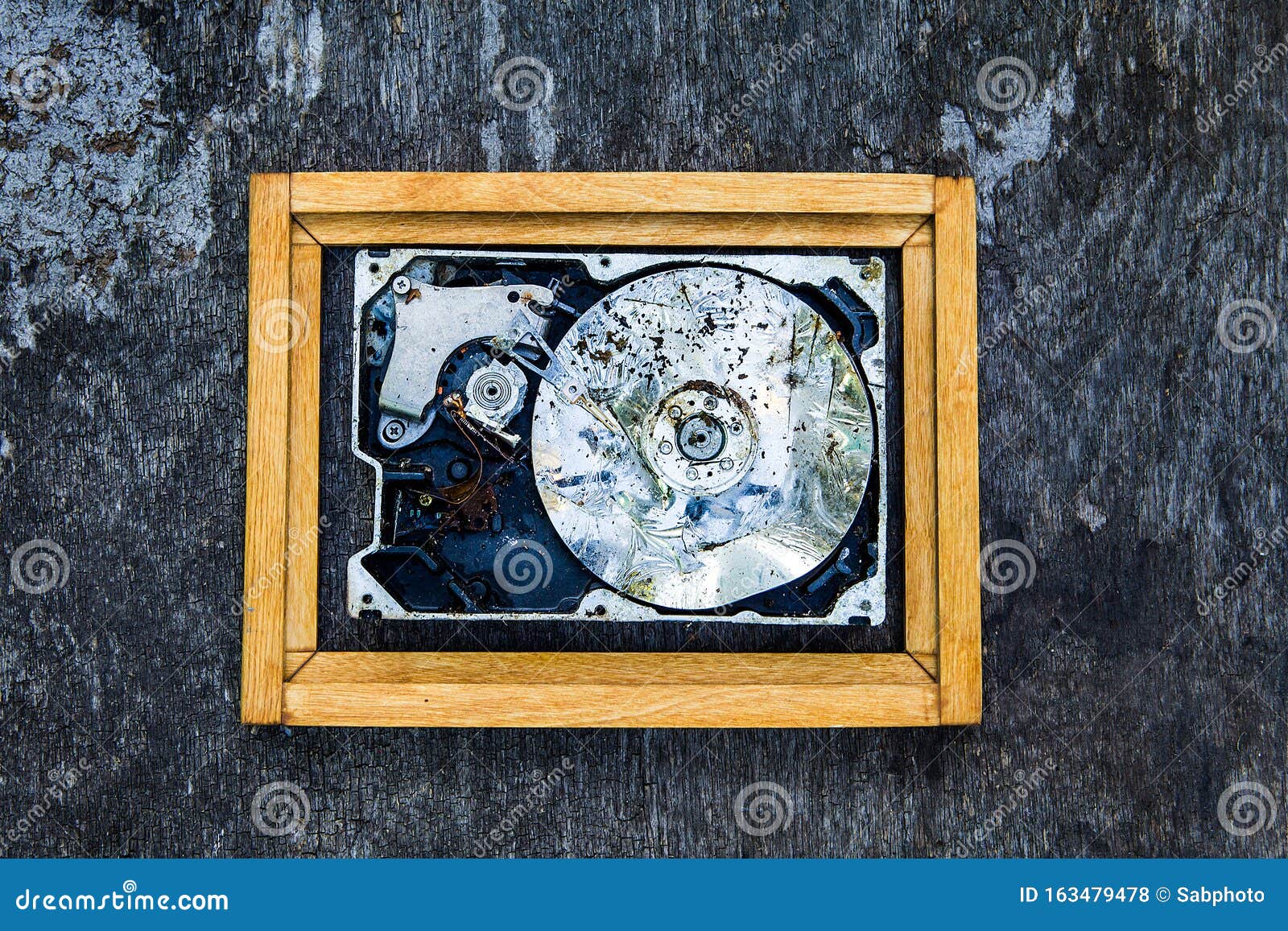 Broken Hard Disk Drive stock photo. Image of metallic - 163479478