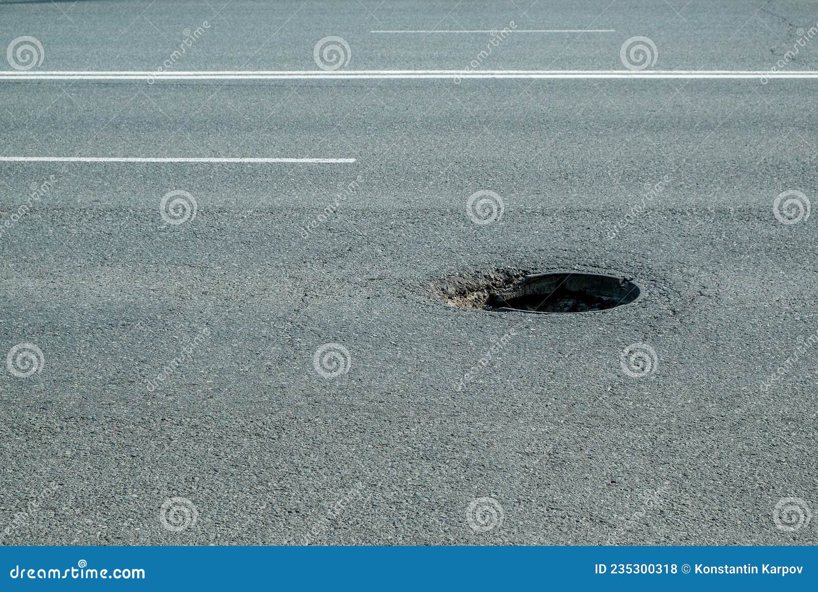 Broken Hatch on the Road. External Sewerage Hatch, Danger on the Road ...