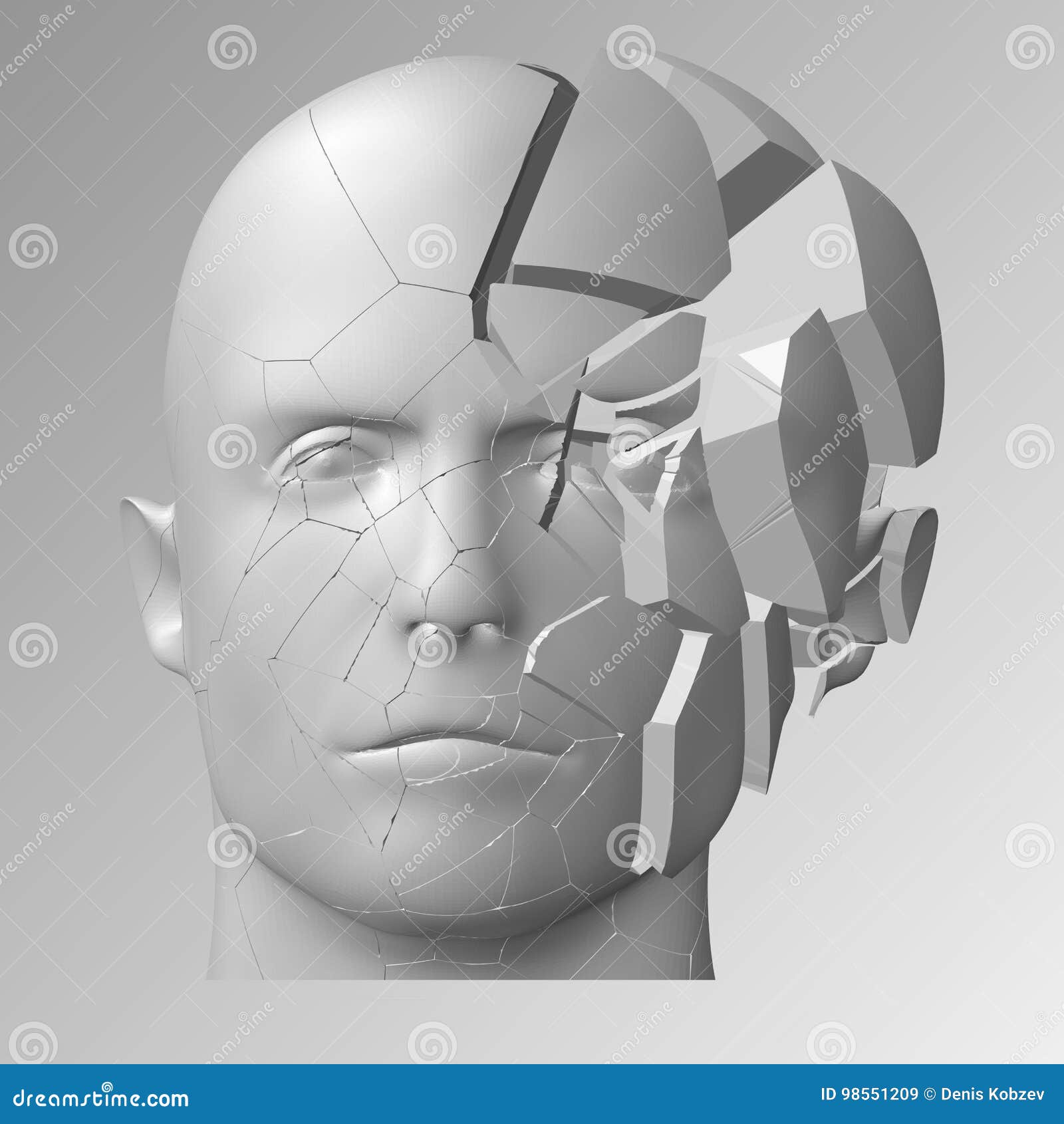 Broken Head, 3d Illustration. the Split Face of a Person Stock Vector ...