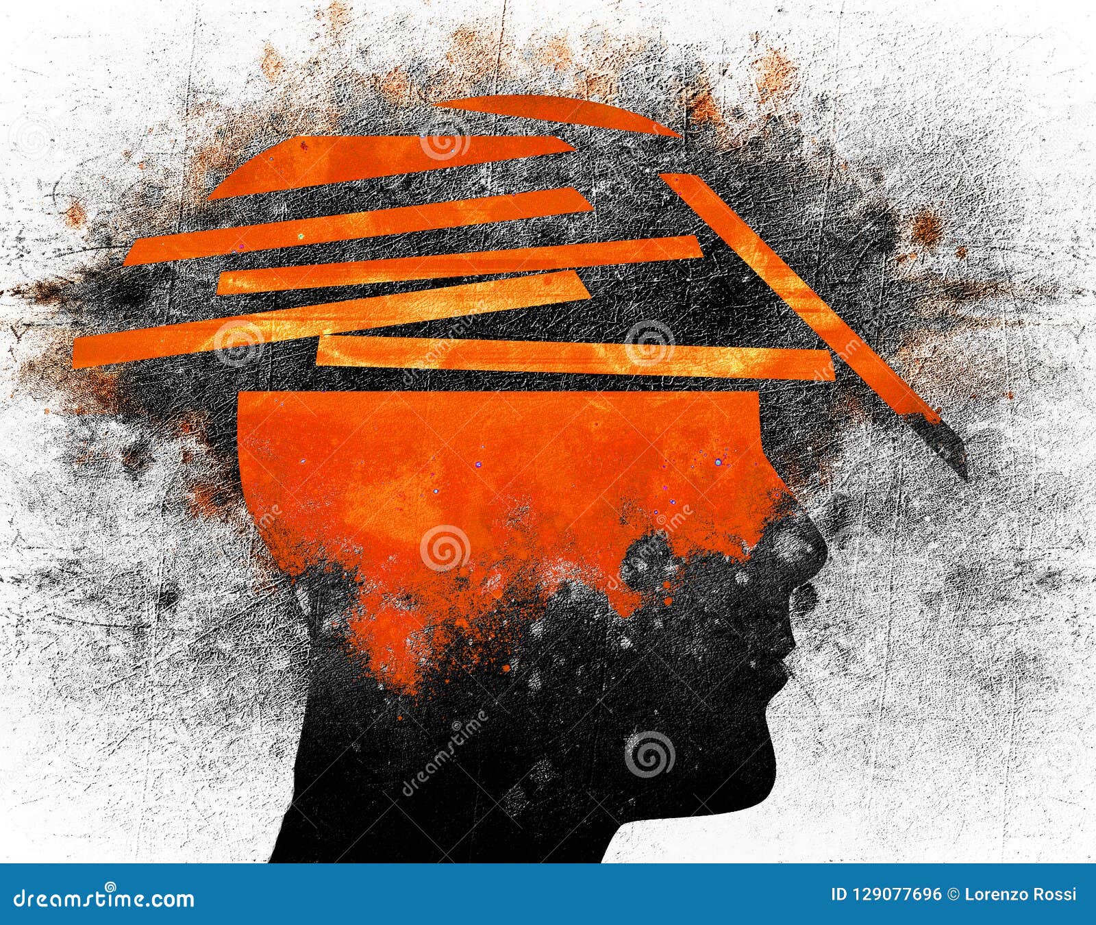 Broken Human Head Digital Illustration Stock Illustration ...