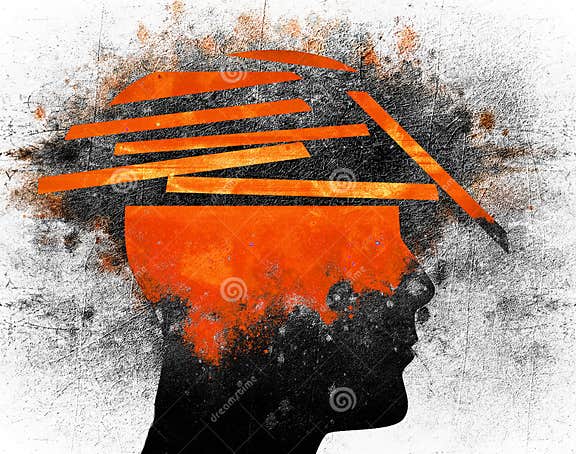 Broken Human Head Digital Illustration Stock Illustration ...