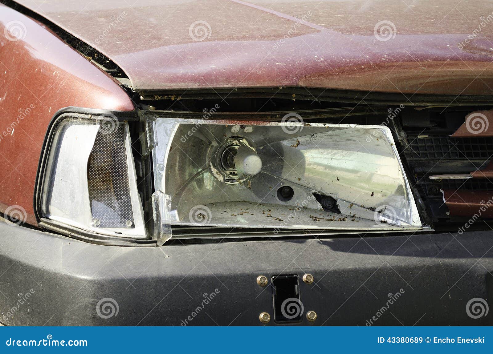 Broken headlight stock image. Image of glass, light, collision - 43380689