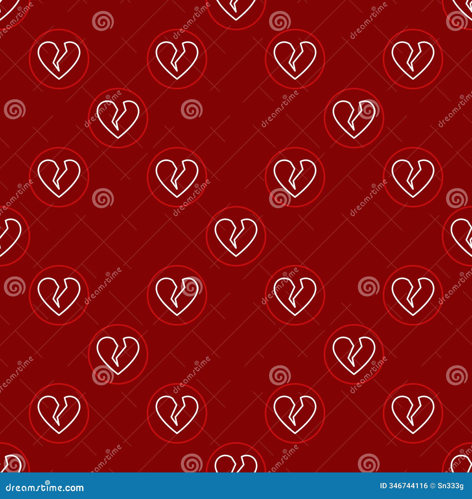 Broken Heart in Circle Vector Breakup or Love Loss Seamless Pattern or ...