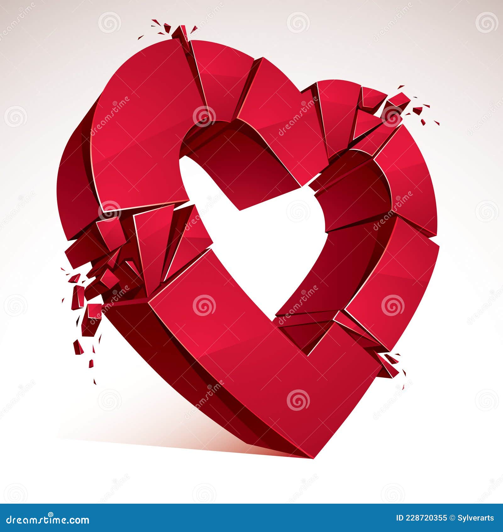 Broken Heart Concept Breakup, 3D Realistic Vector Illustration of Heart ...