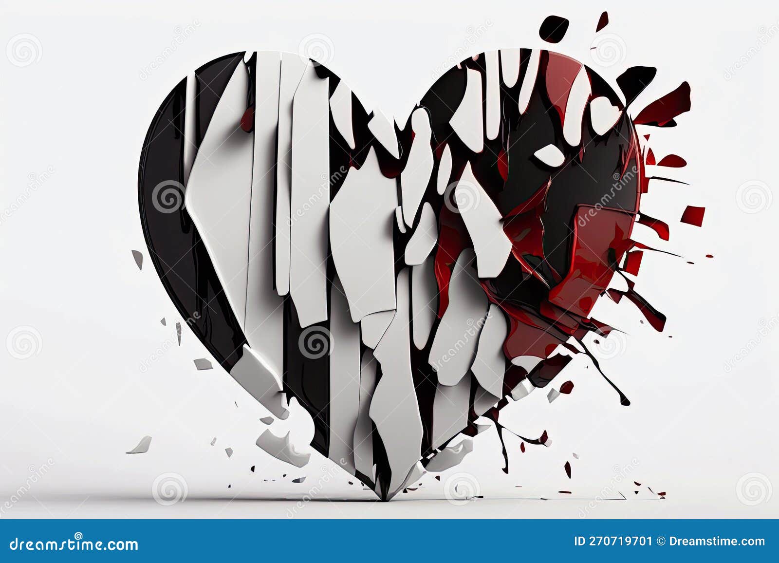 Broken Heart with Cracks on White Background. Isolate. Generative AI ...