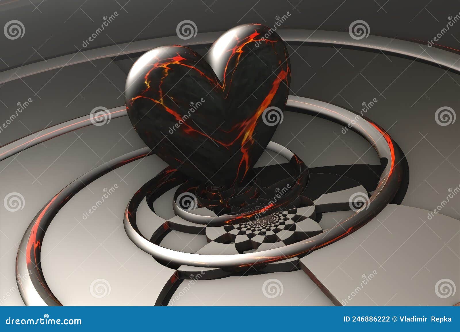 The Broken Heart-3D Computer Render Virtual Scene Stock Illustration ...