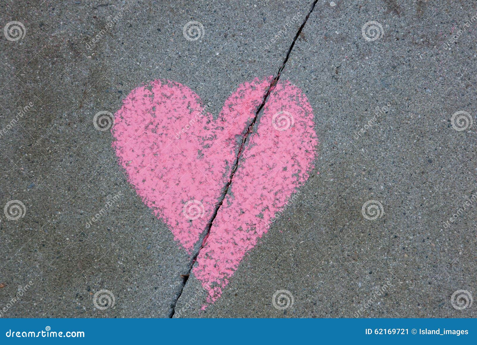 Broken Heart Drawn on Sidewalk with Chalk Stock Image - Image of heart ...