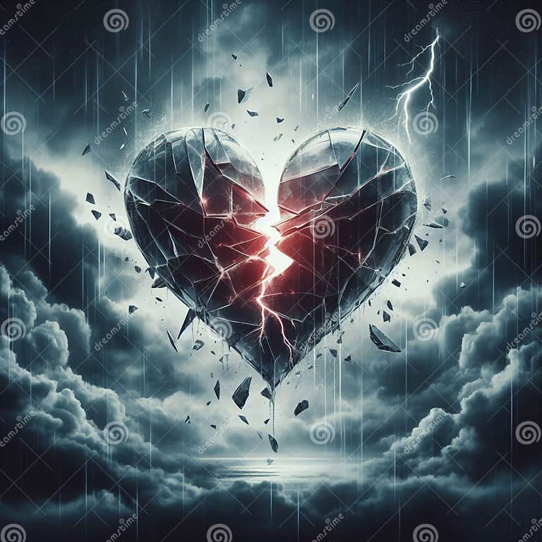 Broken heart on fire stock illustration. Illustration of abstract ...