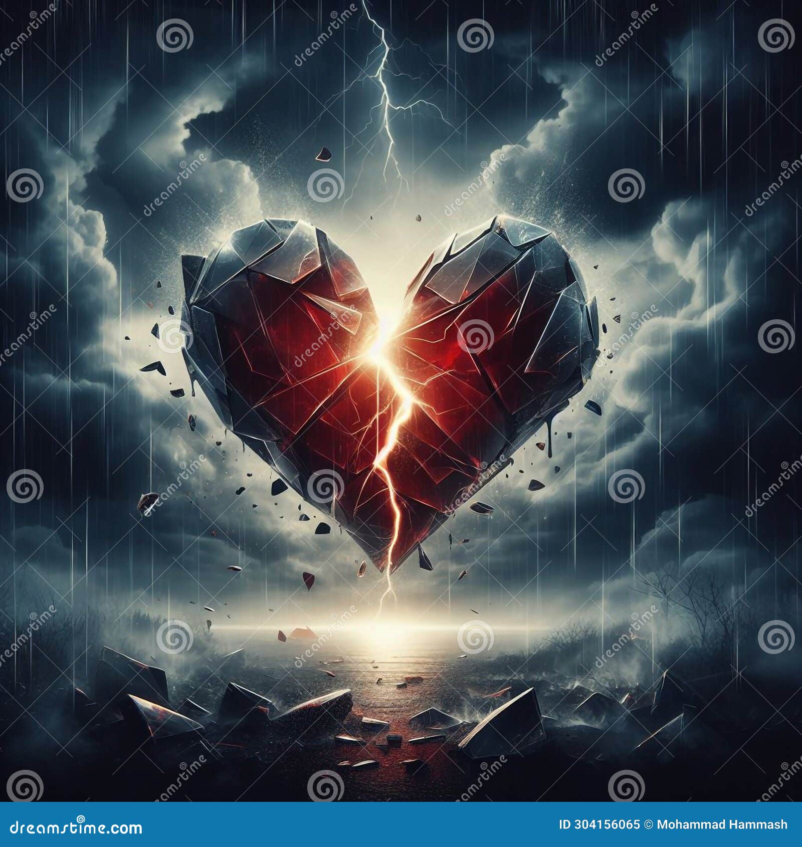 Broken heart on fire stock illustration. Illustration of heartsdesign ...