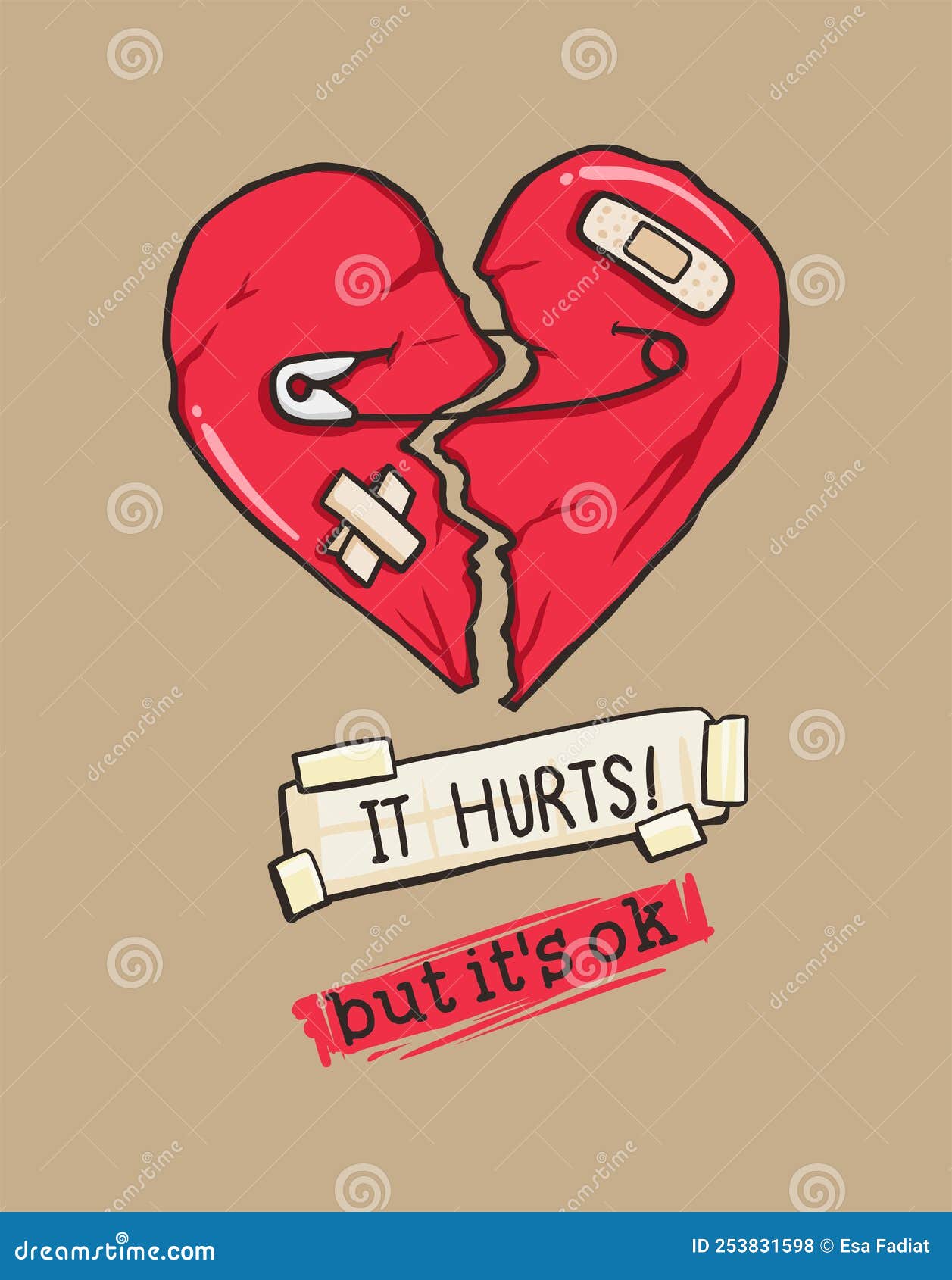 Heart In Bandages Large Size Icon For Emoji Smile Vector Illustration ...