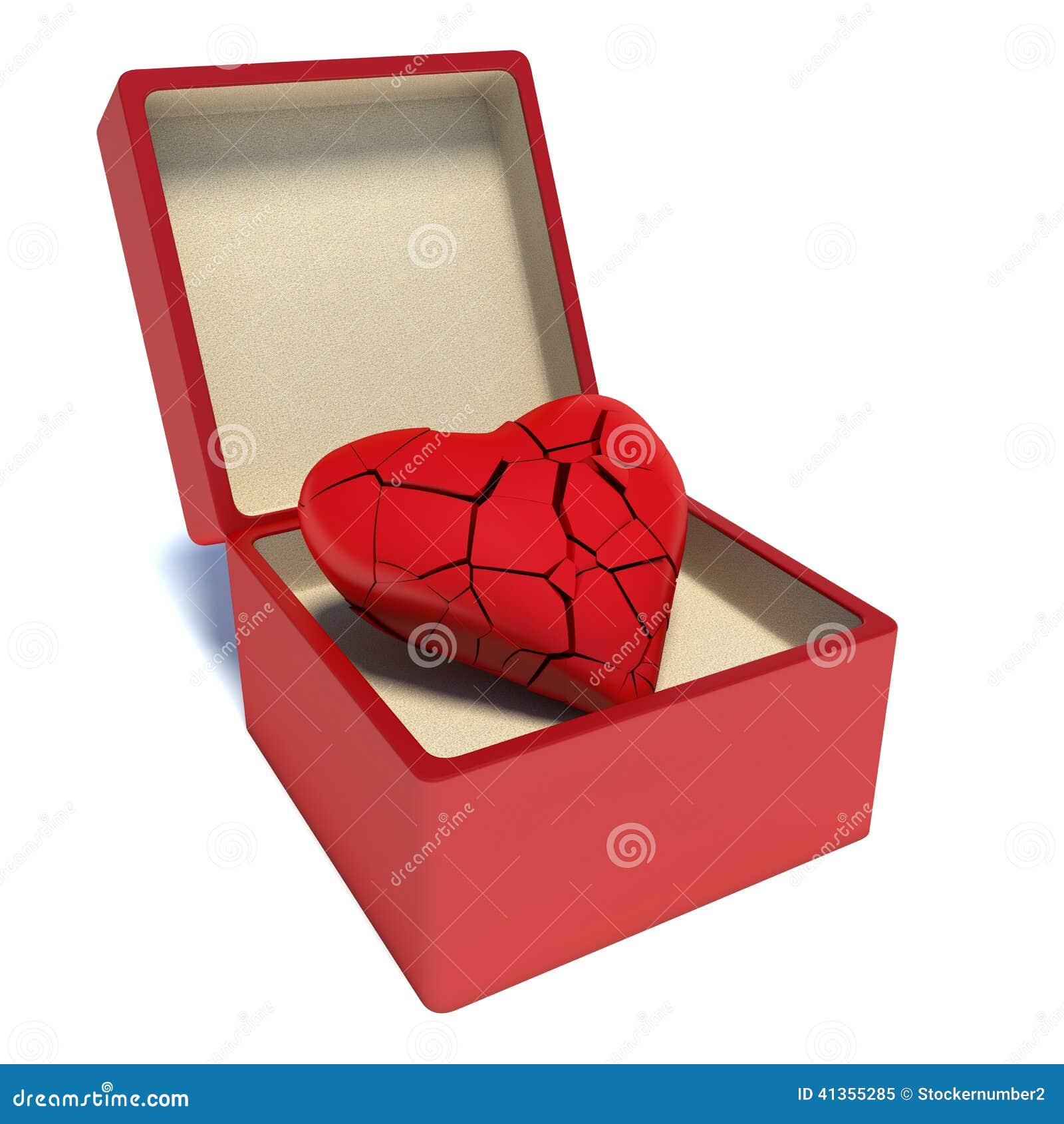 Broken heart in a gift box stock illustration. Illustration of shiny ...