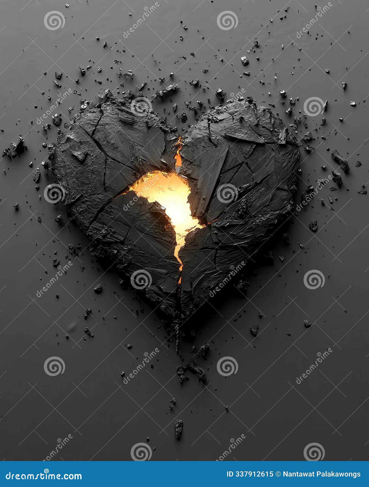 A Broken Heart with a Glowing Core, Representing Emotional Turmoil and ...