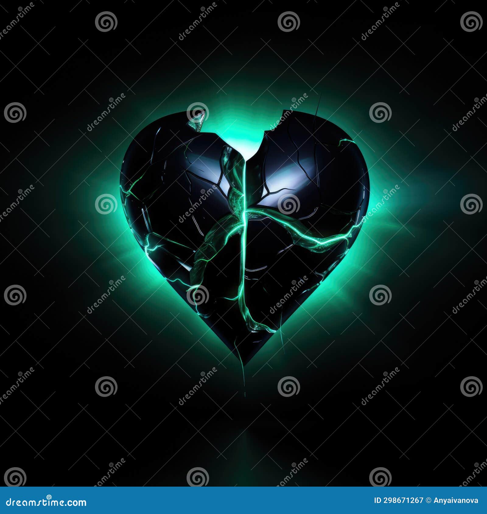 A Broken Heart with a Green Light Coming Out of it Stock Illustration ...