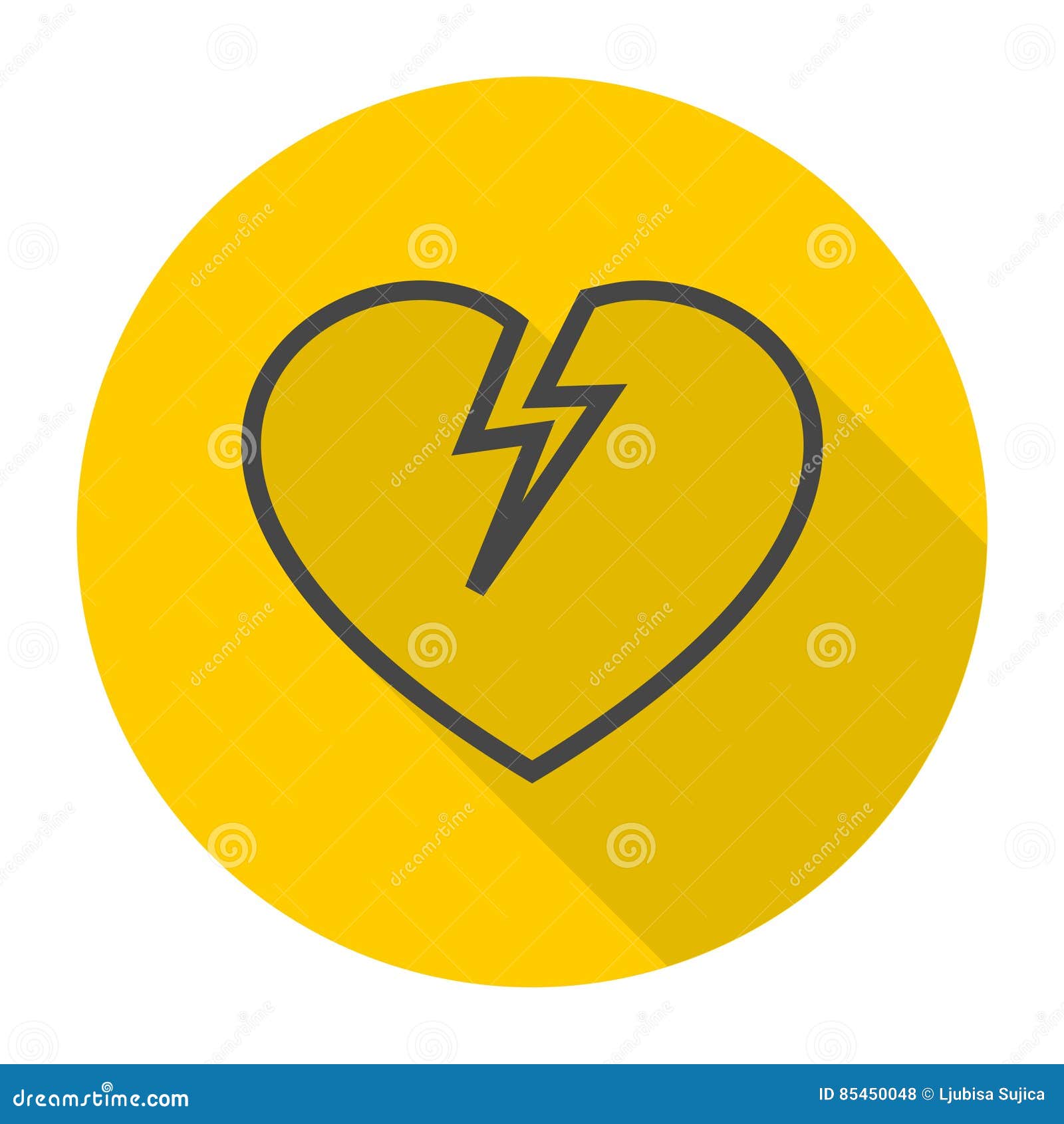 Broken Heart Icon with Long Shadow Stock Vector - Illustration of icon ...