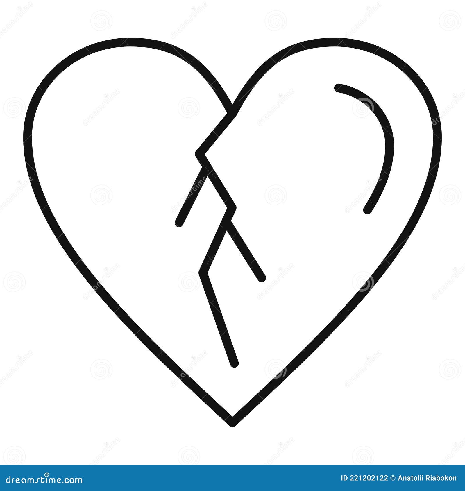 Broken Heart Icon, Outline Style Stock Vector - Illustration of ...