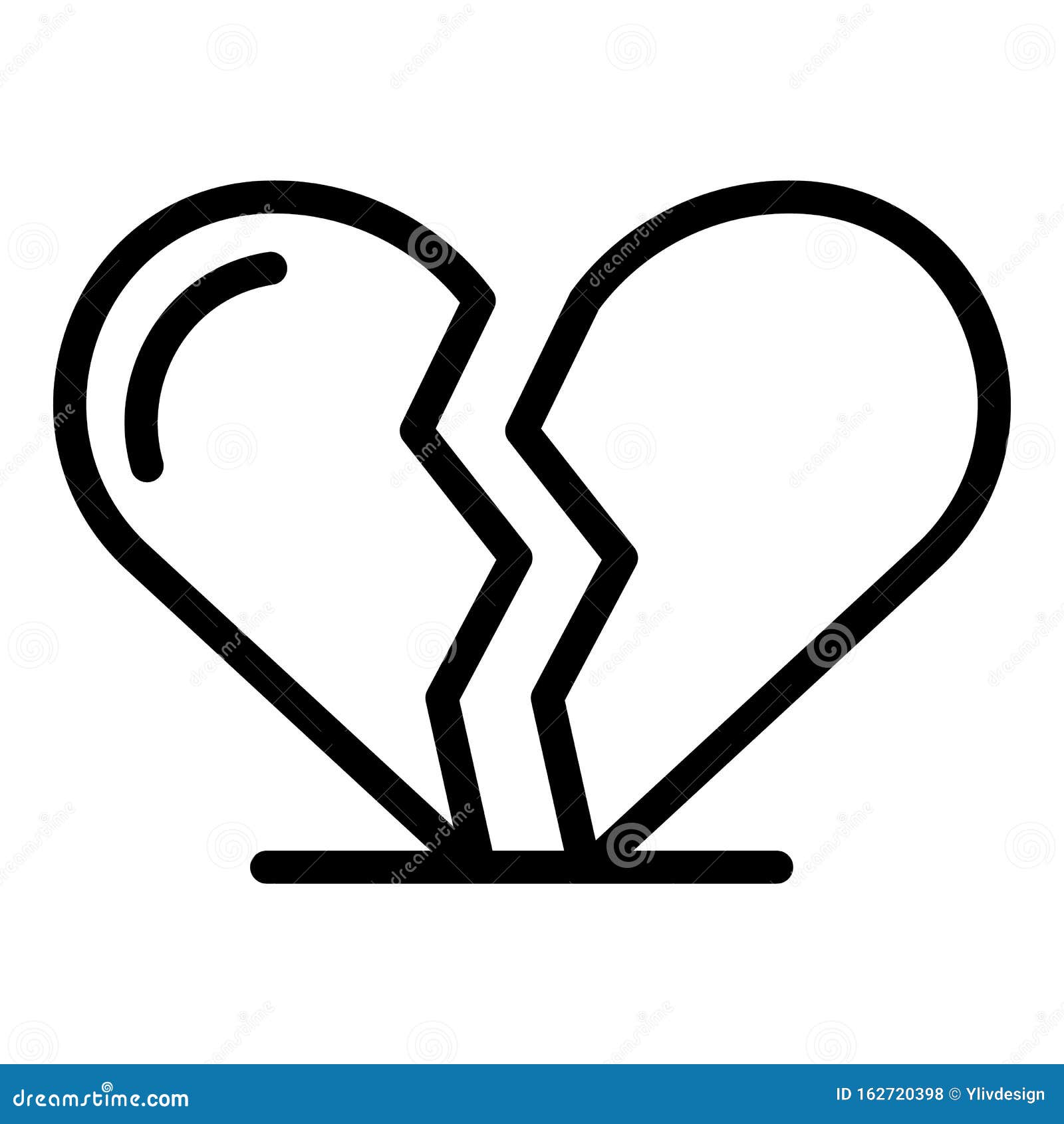 Broken Heart Icon, Outline Style Stock Vector - Illustration of anniversary, design: 162720398