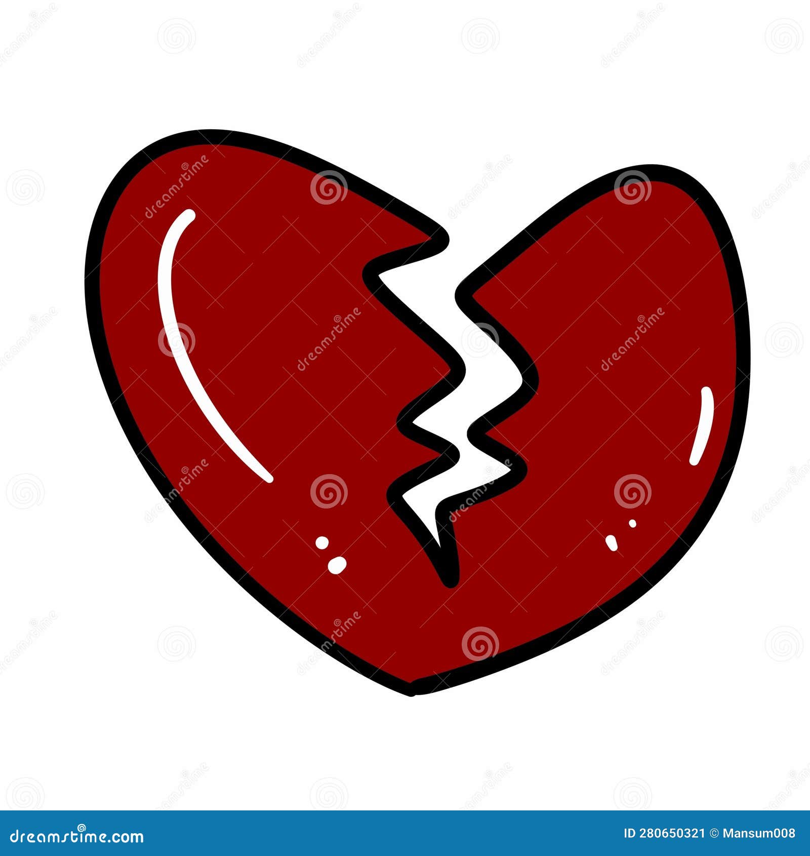 Broken Heart Icon. Outline Broken Heart Icon for Web Design Isolated on White Background Stock ...