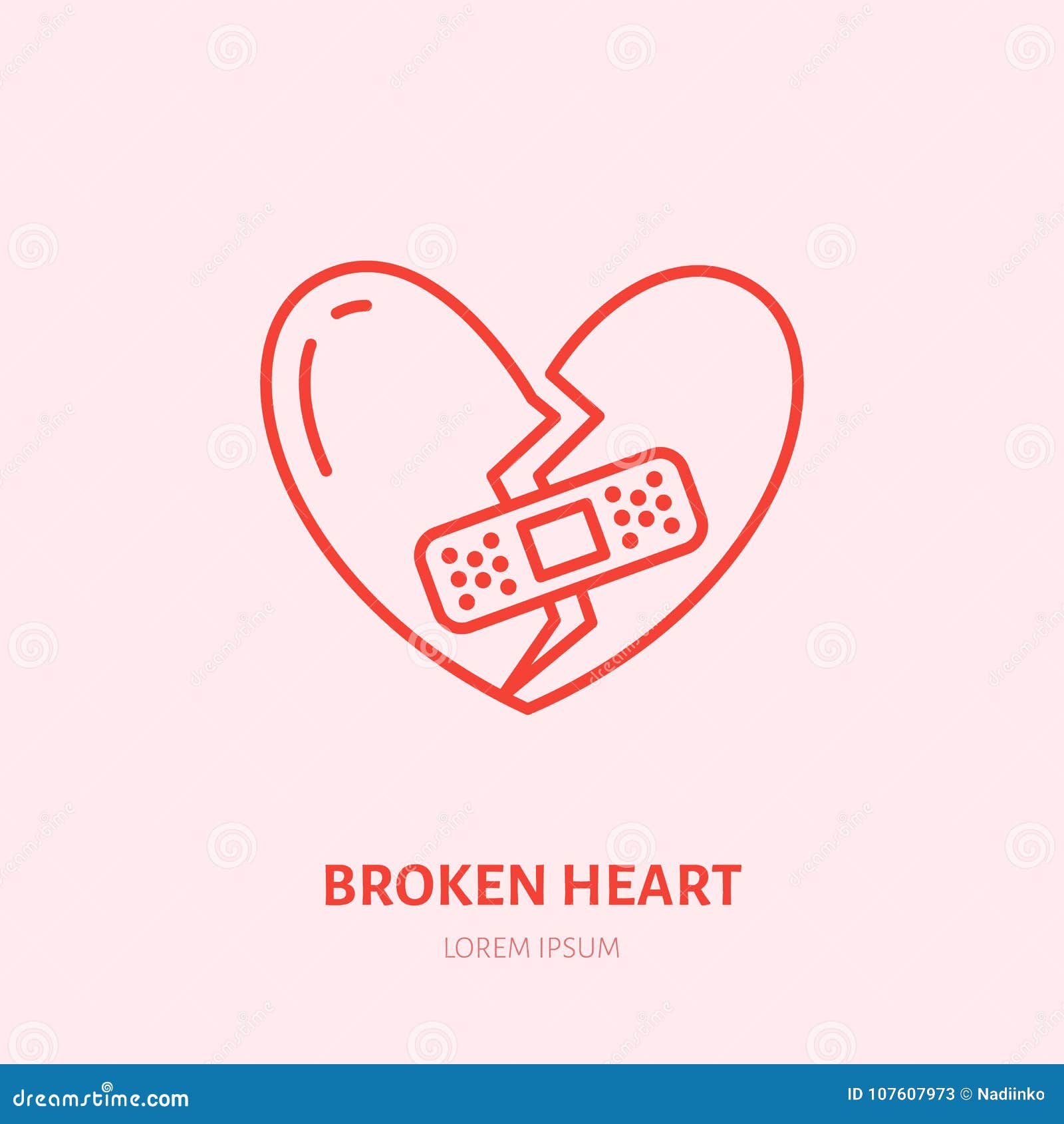 Broken Heart Illustration. Heartbreak Flat Line Icon, Relationship ...