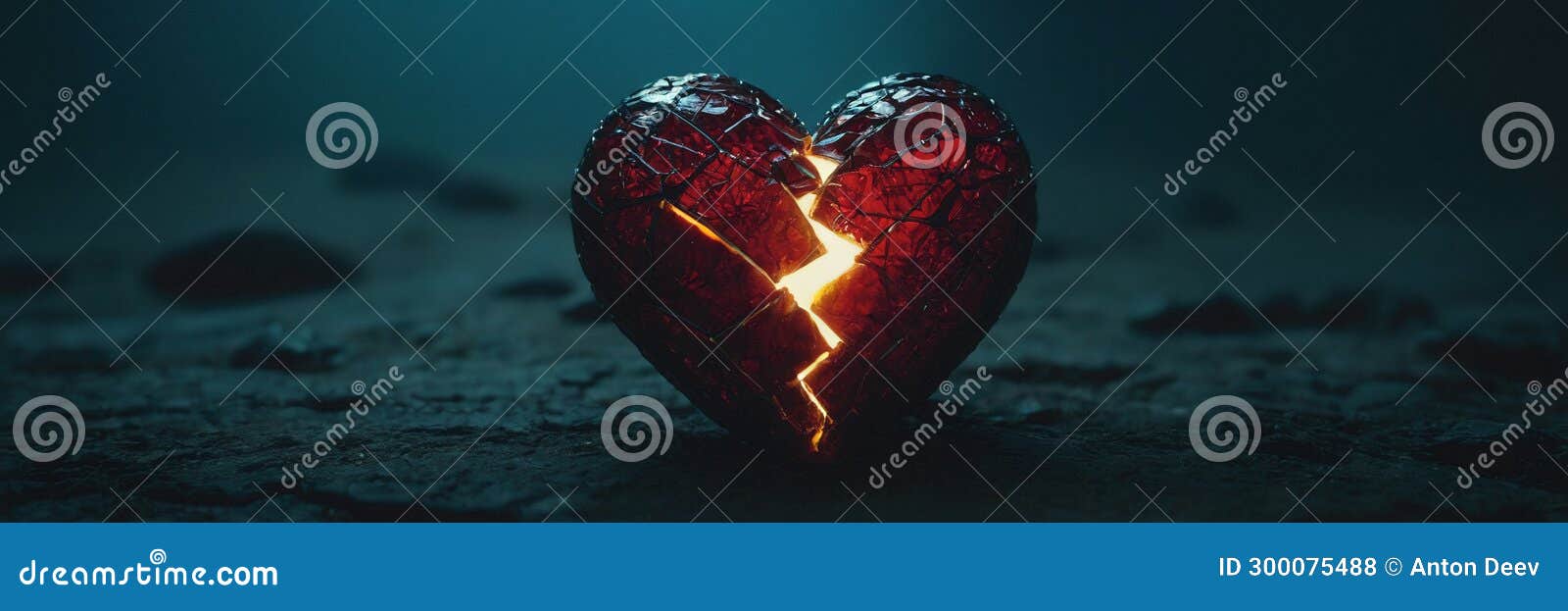 A Broken Heart with Light Shining through Stock Photo - Image of ...