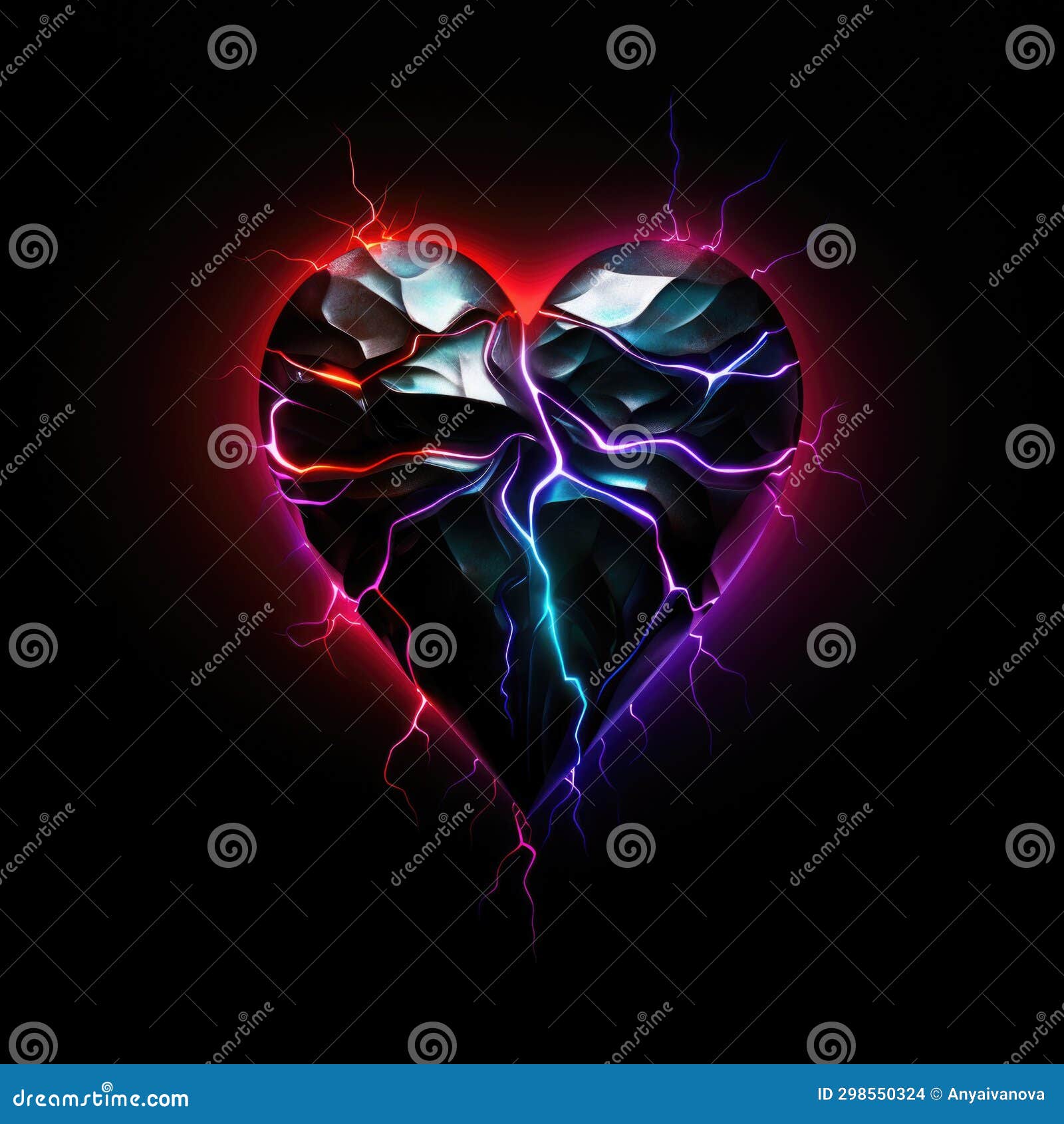 A Broken Heart with Lightning Coming Out of it Stock Illustration ...