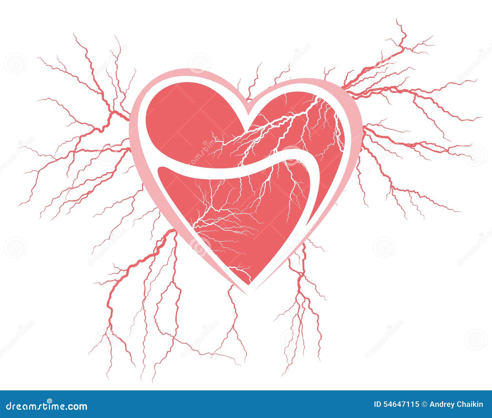 Broken Heart with a Lightning. Stock Vector - Illustration of symbol ...