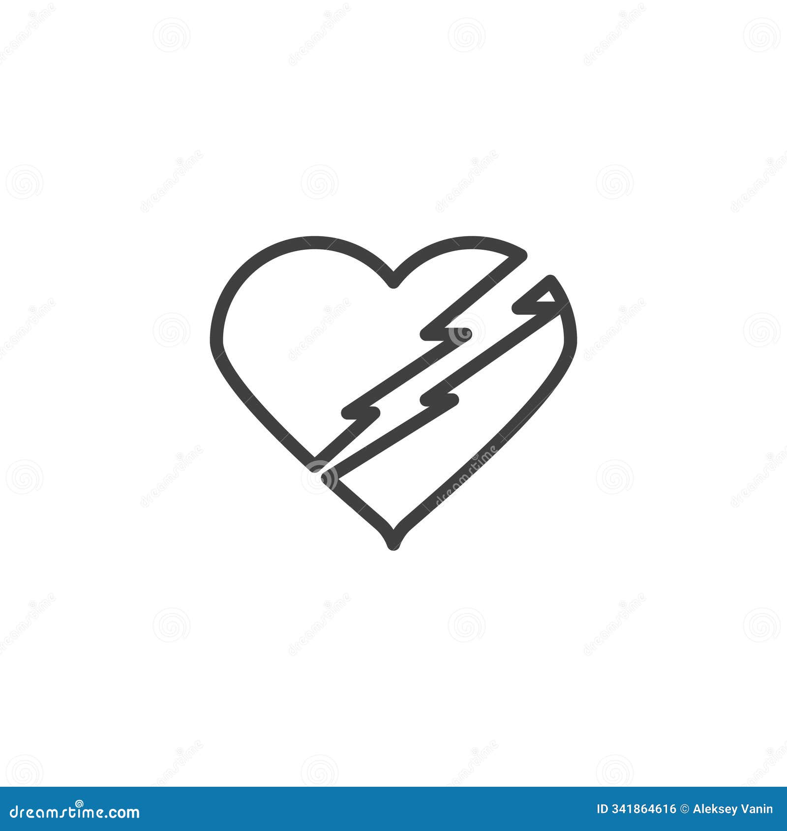 Broken Heart line icon stock illustration. Illustration of design ...