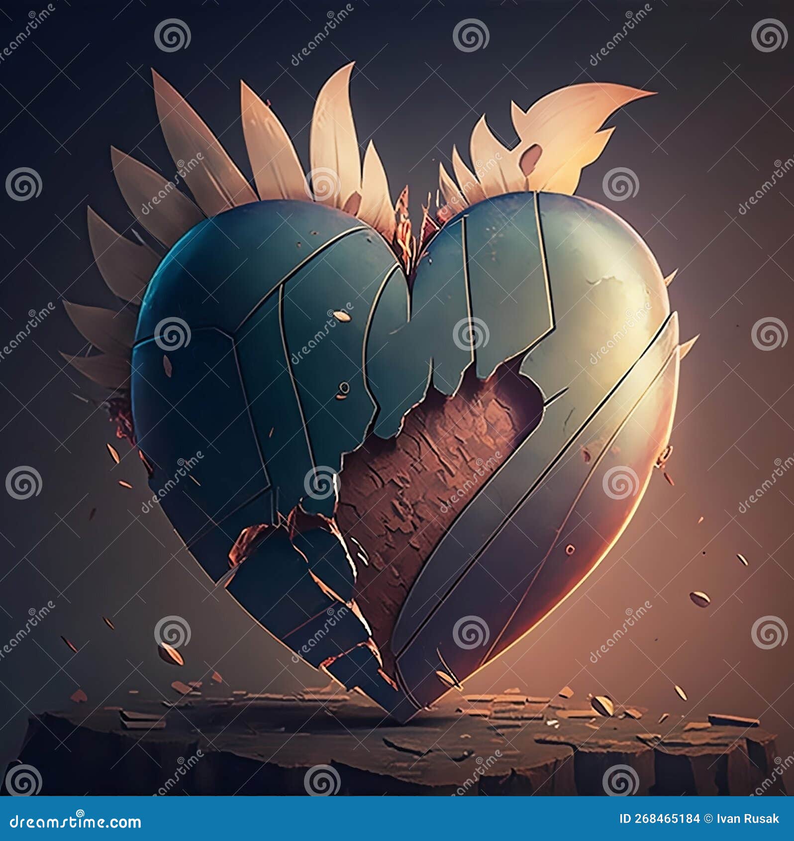 Broken heart made of stone stock photo. Image of february - 268465184