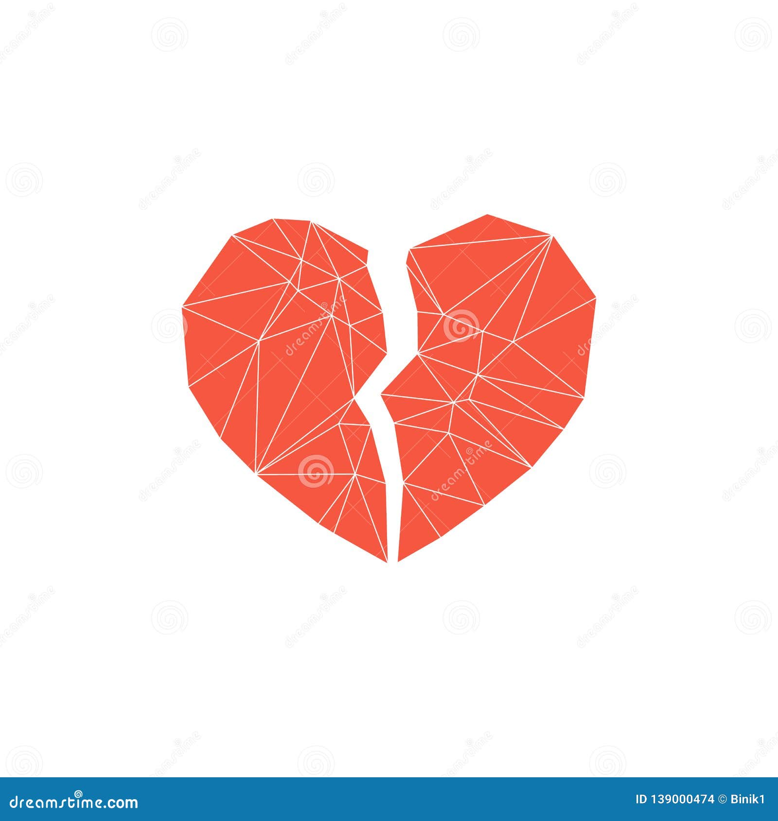 Broken Heart Made from Triangles Vector Icon Stock Vector ...