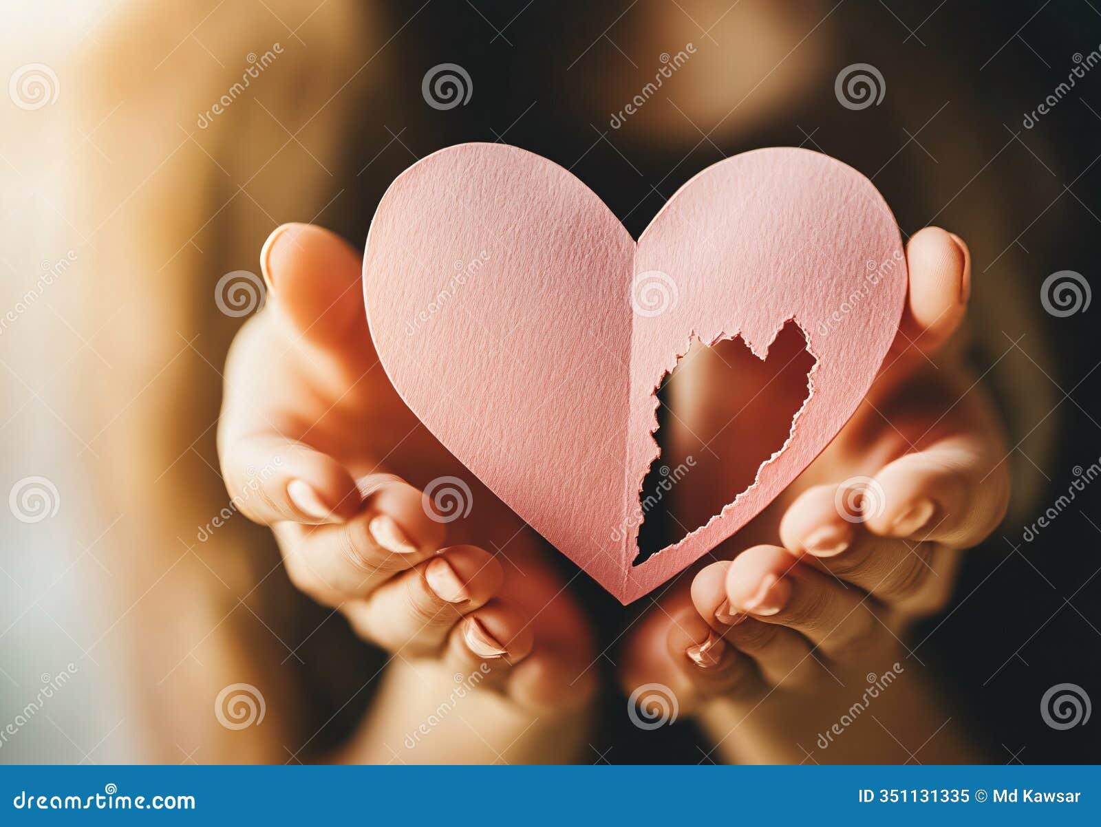 Broken Heart Paper Craft in Hands, Sadness Concept High Quality Image ...