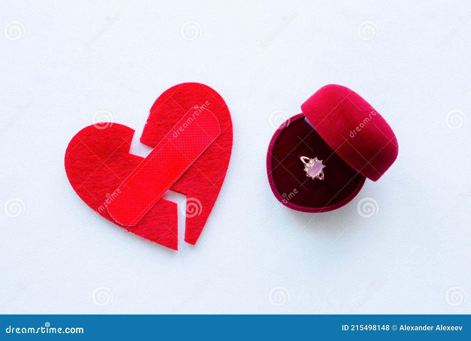 Broken Heart with a Patch and a Wedding Ring Stock Photo - Image of ...