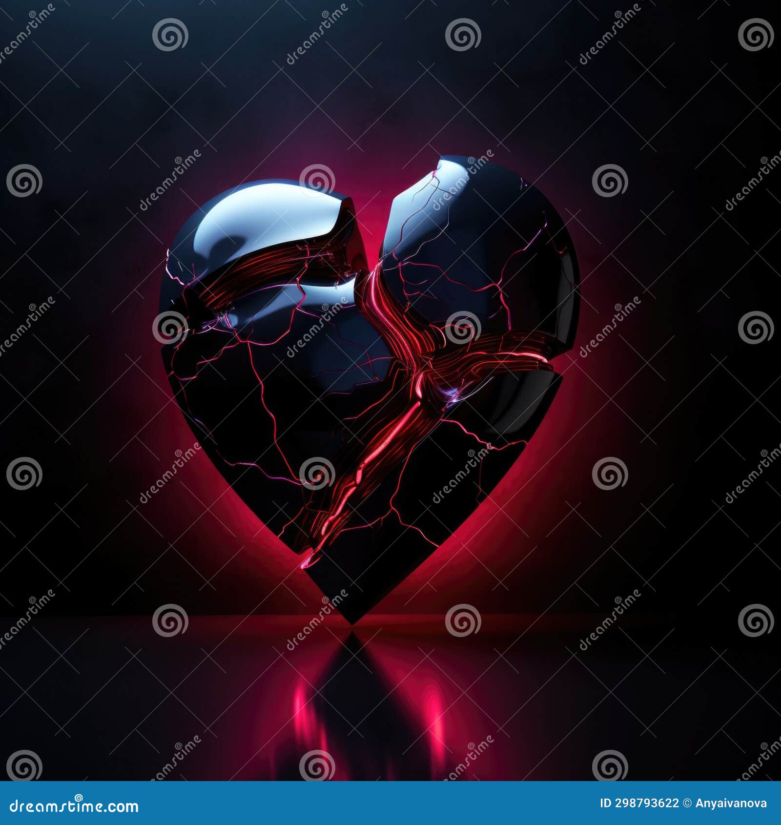 A Broken Heart with a Red Light Coming Out of it Stock Illustration ...