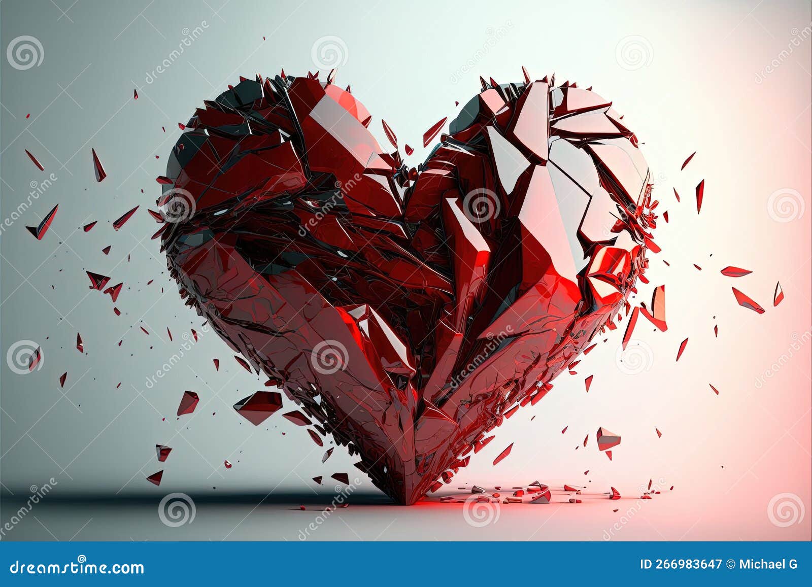 Broken Heart with Red Shattered Glass Texture Stock Illustration ...