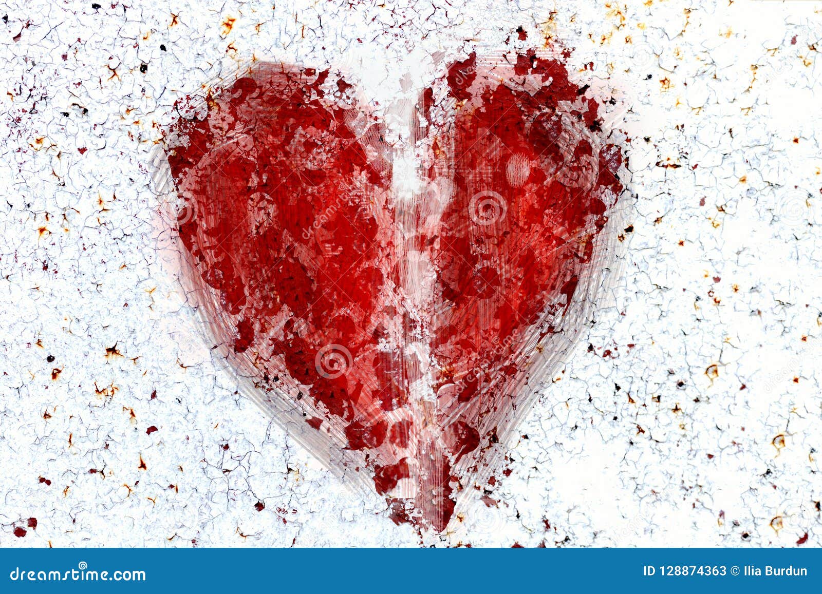Broken Heart. Red Spot in the Shape of a Heart on White Background ...
