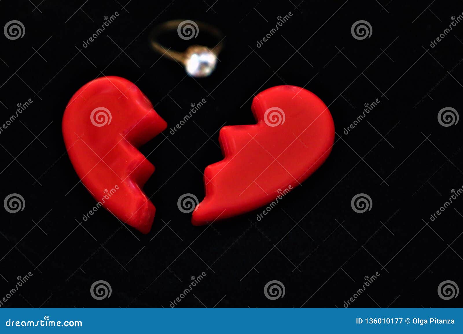 Broken heart and a ring stock image. Image of gold, heart - 136010177