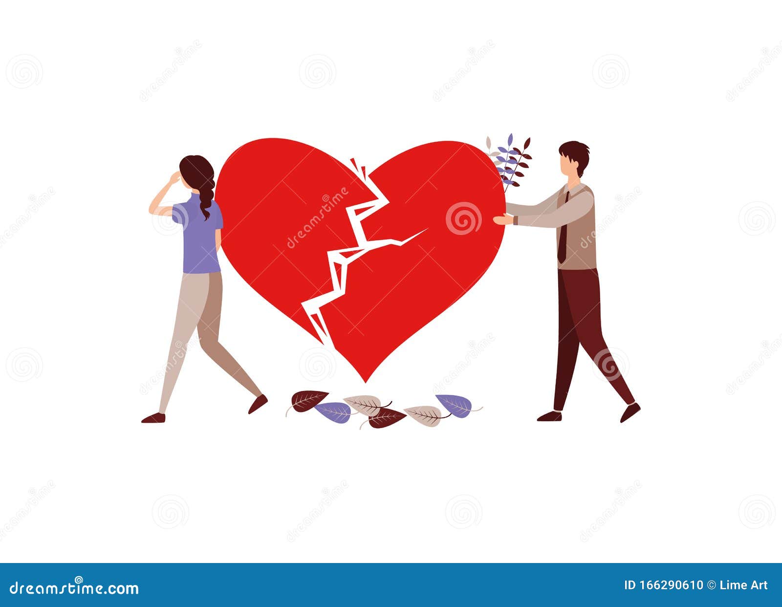 Broken Heart And Sad Married Couple Stock Vector Illustration Of