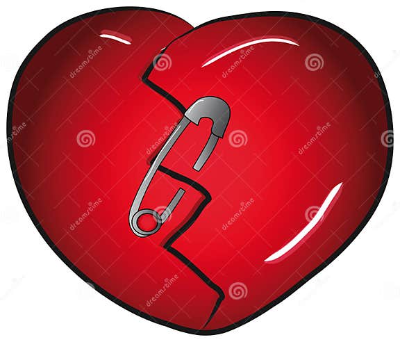 Broken Heart with Safety-pin Stock Vector - Illustration of broken ...