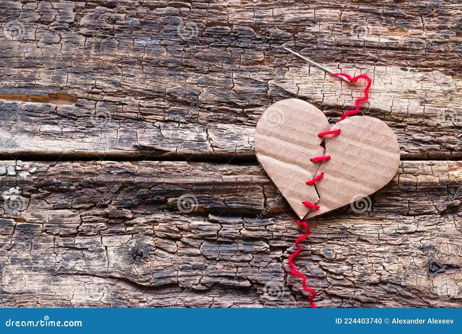 A Broken Heart is Sewn with a Red Thread Stock Photo - Image of hand ...