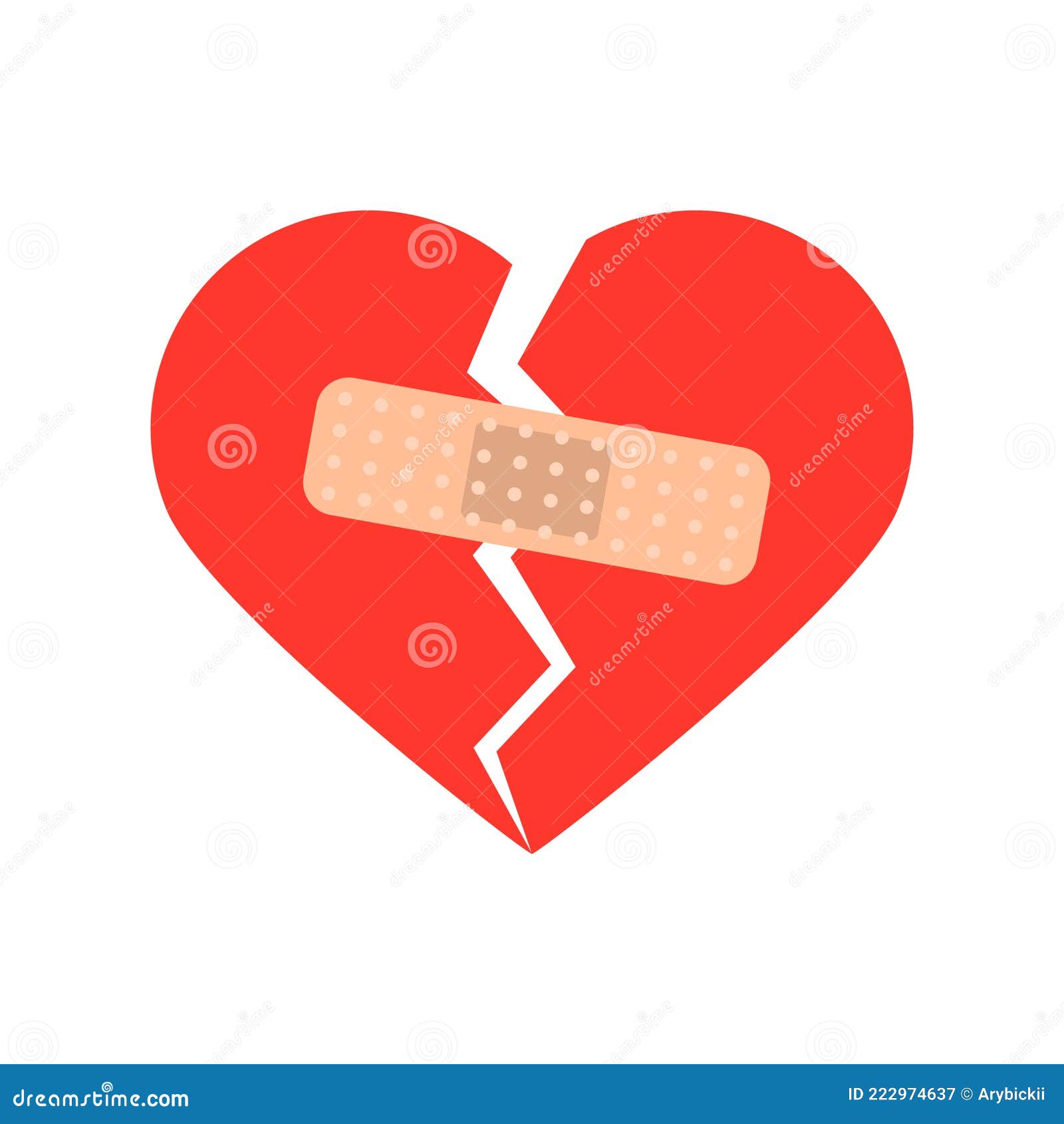 Broken Heart Shape with a Bandage Stock Vector - Illustration of ...