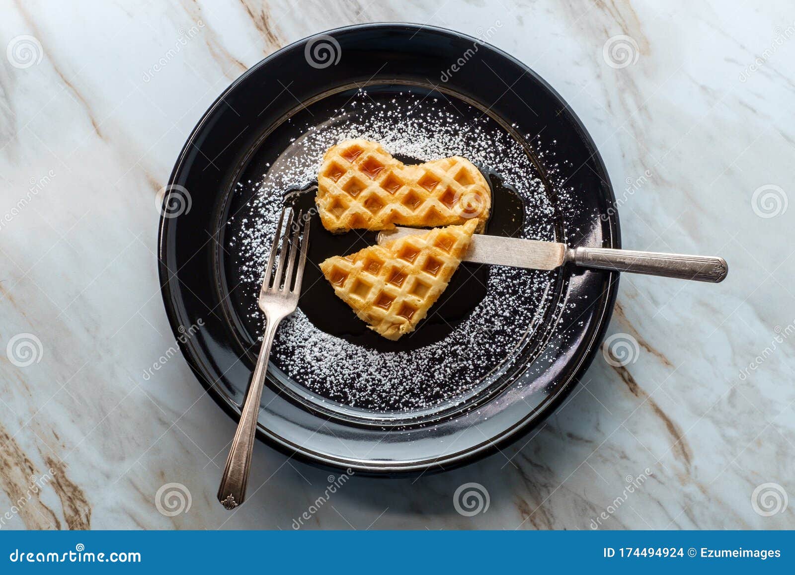 Broken Heart Shaped Waffle stock photo. Image of delicious - 174494924