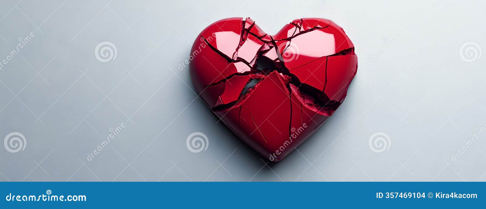 A Broken Heart Split into Pieces, on a Light Gray Background ...