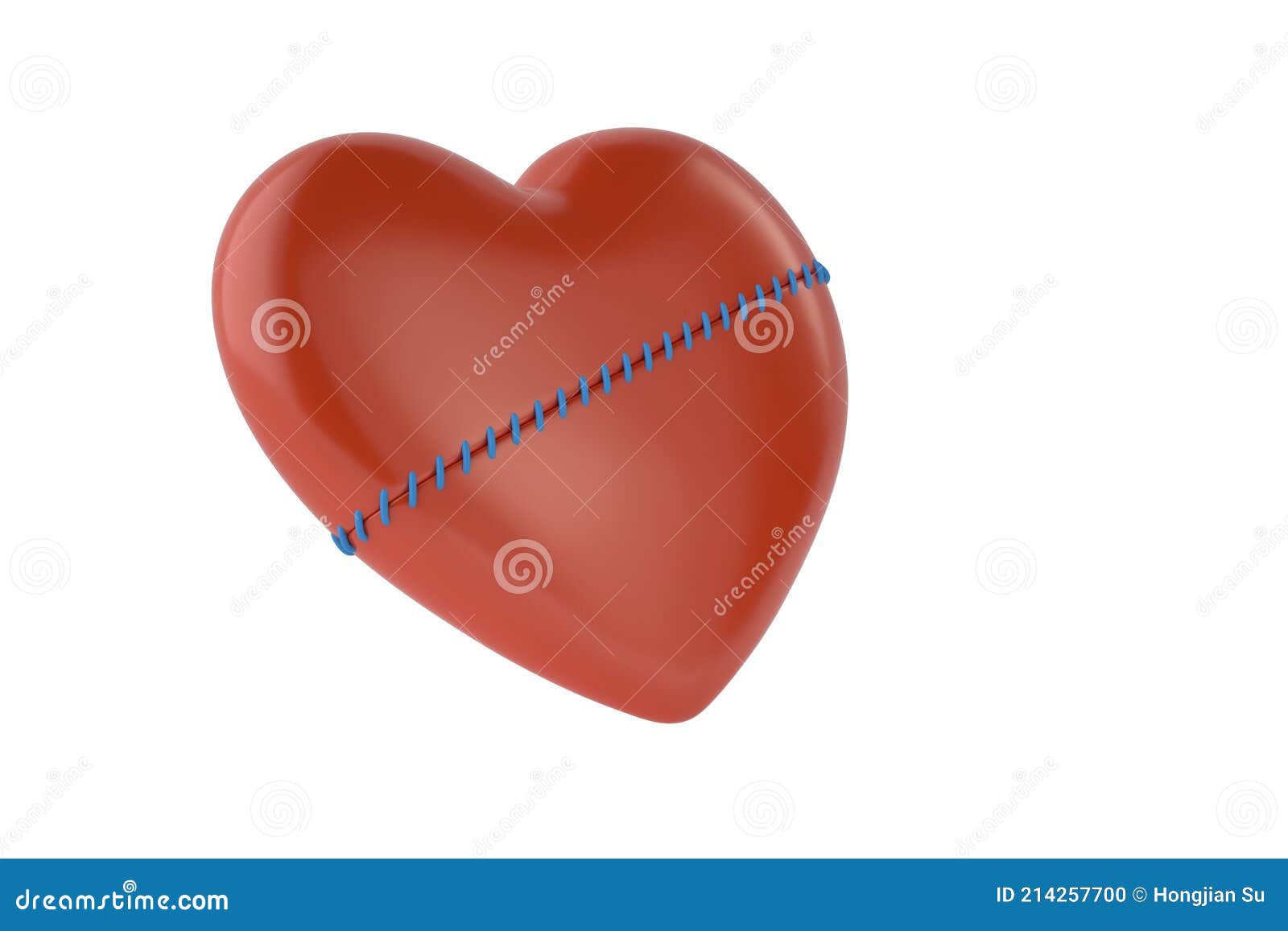 Broken Heart. Stitch Suture on Heart Shape, 3D Rendering Stock ...
