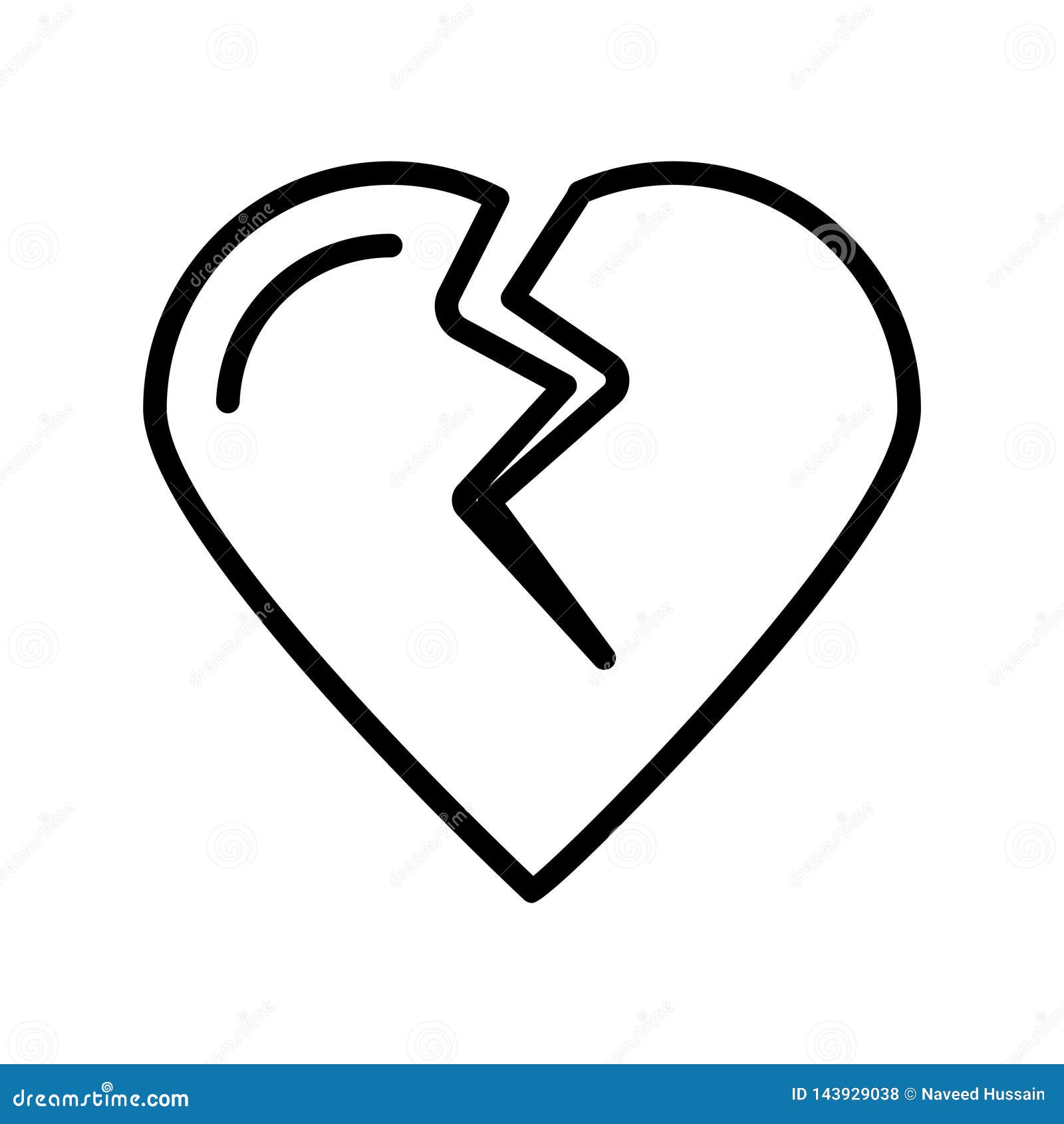 Broken Heart Thin Line Vector Icon Stock Vector - Illustration of ...